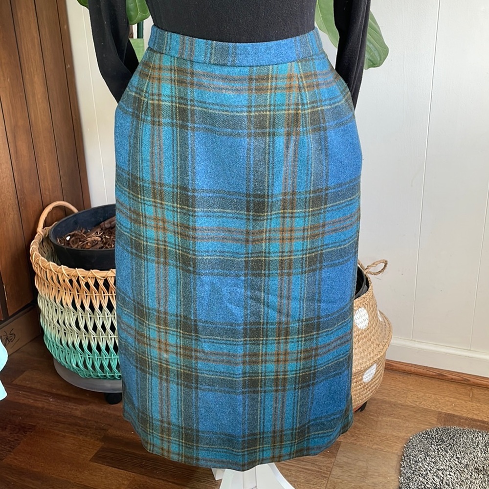Vintage Wool Pendleton Plaid Skirt - Gem